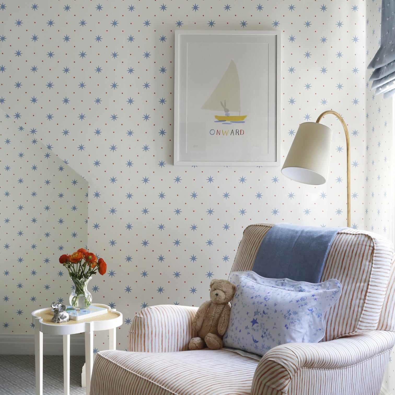 Serendipity Wallpaper Blue Orange – Sister Parish